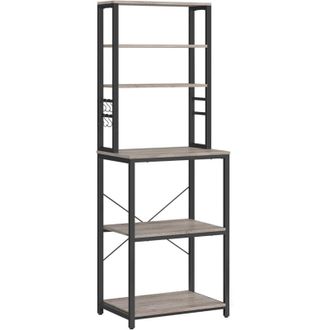 Vasagle Tagère de Cuisine, Étagère pour Machine à Café, 6 Étagères, 6 Crochets, pour Four à Micro-ondes, Cadre en Acier, Style Industriel, 40 x 60 x 167 cm