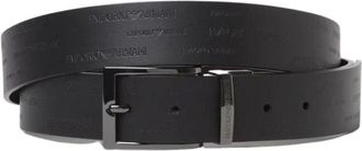 Emporio Armani Homme, Accessoires, Noir, Taille: ONE Size Reversible Leather Belt With Embossed Logo