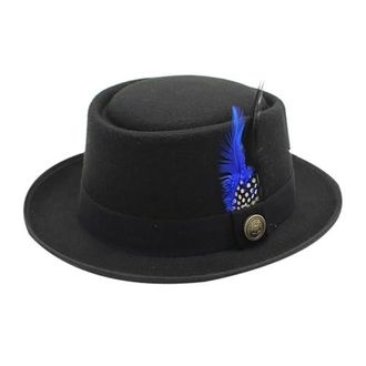 Generic 2026 Chapeau Fedora en laine unisexe style bavarois traditionnel avec plumes pour fête de la bière et fêtes en plein air, Noir, Taille unique