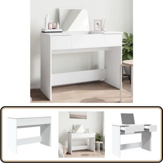 vidaXL Schminktisch mit Spiegel Weiß 100x45x76 cm - Schminktisch - Kosmetikschrank - Badezimmermöbel - Spiegelschrank - Makeup Tisch