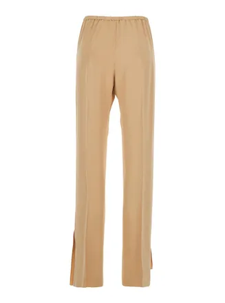 Forte_Forte Womens Trousers Beige Viscose Blend Acetate