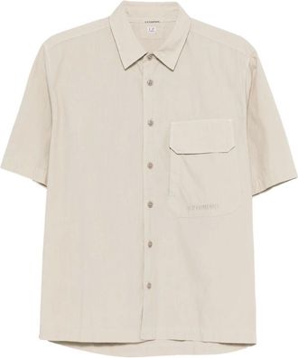C.P. Company C.p. Company, Homme, Chemises, Beige, Taille: S Chemise &agrave; manches courtes avec poche &agrave; rabat