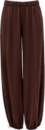 Simona Corsellini Femme, Pantalons, Brun, Taille: 36 FR Pantalon souple &agrave; taille &eacute;lastiqu&eacute;e et chevilles &eacute;lastiqu&eacute;es