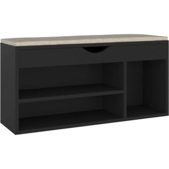 vidaXL Schuhbank mit Kissen Schwarz 104x30x49 cm Holzwerkstoff - Vidaxl