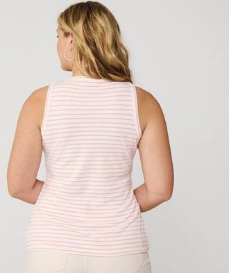 Lands End Ärmelloses Henley-Shirt, Damen, Größe:32-34 regular, Weiß, Elasthan/Kunstseide/Viskose, by Lands End