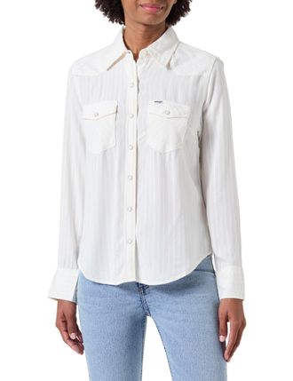 Wrangler Damen Western Shirt, Worn White, XL EU