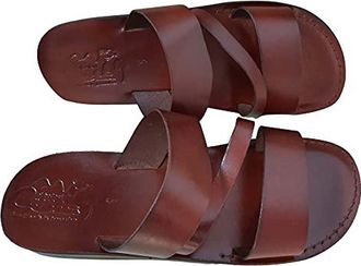 Jerusalem Sandals Jesus Sandales en cuir style romain 10, marron foncé, 42 EU Large