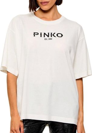 Pinko Pinko, Femme, Tops, Blanc, Taille: 36 FR Carmagnola Jersey T-shirt