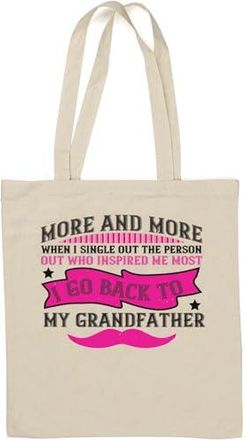 Generic Sac fourre-tout en coton naturel avec slogan « Grandfather inspired me » pour la fête des pères Blanc