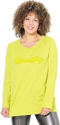 Ulla Popken Shirt, Flockdruck, A-Linie, Rundhals, Langarm, Offenkantig, Vert Clair, 50-52 Femmes