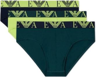 Emporio Armani Homme, Sous-v&ecirc;tements, Multicolore, Taille: S Lot de trois slips avec logo monogramme audacieux