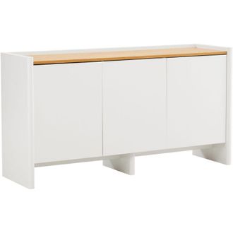 Oviala Buffet 3 portes moderne rectangulaire L140 cm &eacute;cru