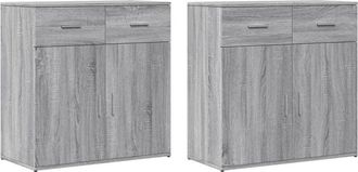 vidaXL Vidaxl - Buffets 2 pcs sonoma gris 79x38x80 cm bois dingénierie