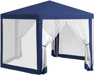 OUTSUNNY Tonnelle barnum tente de réception hexagonale 10 m² style cosy métal polyester imperméabilisé surface env. 10 m² bleu