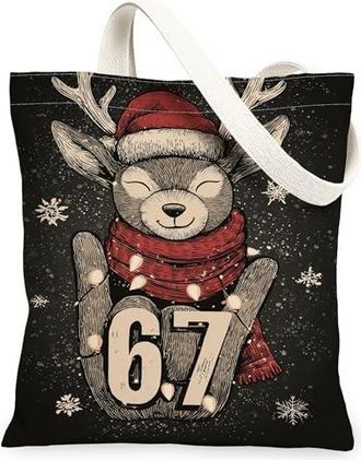 Generic Sacs fourre-tout en toile de cerf de No&euml;l, sacs &agrave; provisions r&eacute;utilisables, sacs &agrave; provisions r&eacute;utilisables, l&eacute;gers et lavables avec bandouli&egrave;re Ca, n