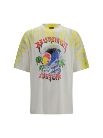 Balenciaga Mens T-Shirt Extreme Tie Dye Full White Cotton T-Shirts And Polos