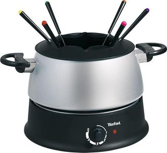 T-fal EF3000 Fondue Base Ronde|1200 Watt| mit 6 farbigen Gabeln| F&uuml;r jede Fondueart: &Ouml;l, K&auml;se, Schokolade| mit Spritzschutz| regelbarer Thermostat| einfache