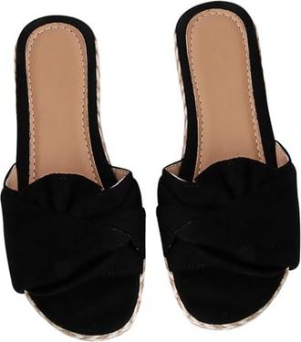 Yarnow Sandales &eacute;t&eacute; Compens&eacute;es Femme &agrave; Plateforme avec Noeud &Eacute;l&eacute;gant Mode Chic Confortable Style Multiusage pour Jean Short et Jupe Noir