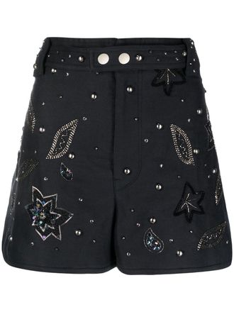 Isabel Marant short Kayneliae à broderies - Bleu
