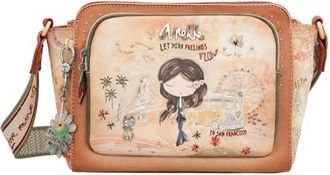 Anekke Peace & Love Rectangular Crossbody Bag Camel