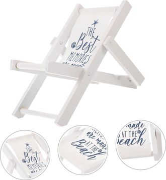 Minkissy Mediterrane Miniatur Strandliege aus Holz Weiß mit Seestern Dekorativer Mini Strandstuhl für Tischdekoration Mediterraner Stil Handgefertigtes Desktop