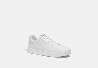 Coach Low-Top-Sneaker Mit Signature-Canvas Und Clipverschluss f&uuml;r M&auml;nner in Wei&szlig;, Gr&ouml;&szlig;e 10