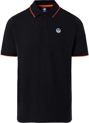 North Sails Polo Homme, Chemise &agrave; Manches Courtes avec col et Boutons avec Logo brod&eacute; et imprim&eacute; derri&egrave;re Le col Article 692452, 0999 Nero/Black, XL