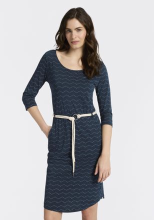 Ragwear Jerseykleid RAGWEAR LILITHA ZIG ZAG O, Damen, Gr. XXL, N-Gr, petrol, Jersey, Obermaterial: 50% Baumwolle, 50% Modal, gemustert, kniefrei, Rundhals, Kl