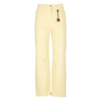 Elisabetta Franchi Gelbe Baumwolljeans mit G&uuml;rtelschlaufen - - Jeans - Damen - Beige - W32