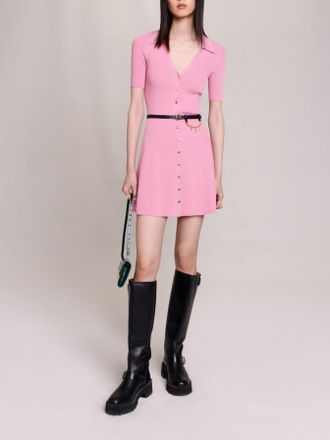 Maje Jerseykleid Aus Glitzerndem - Blassrosa - Gr&ouml;&szlig;e 40 - Maje