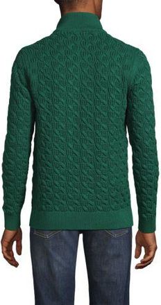 Lands End Drifter Pullover mit Struktur und halbem Reißverschluss, Herren, Größe:56-58 regular, Grün, Baumwolle, by Lands End