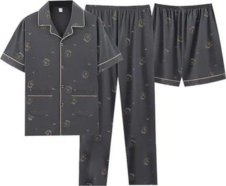 Generic Pyjama Homme Grande Taille, Ensemble Pyjama Homme, Pyjama Homme Ete Court Coton, V&ecirc;tement De Nuit, Pyjama, Pyjama 2 Pi&egrave;ces, D&eacute;contract&eacute;e, Confortable 