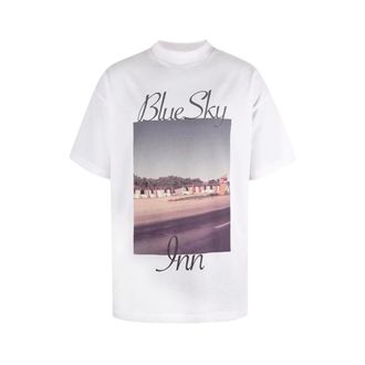 Blue Sky Inn Homme, Tops, Blanc, Taille: M Tee-shirt en coton avec motif imprimé
