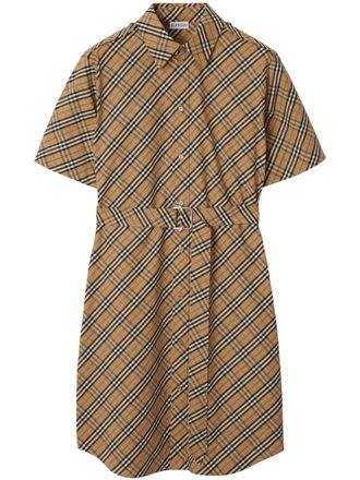Burberry robe en coton à carreaux - Tons neutres