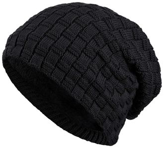 Balinco warm gefütterte Beanie mit Teddy-Fleece Fütterung Wintermütze mit Flechtmuster Einheitsgröße für Damen & Herren Mütze (3A) (Schwarz)