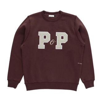 Pop Trading Company Klassischer College Crewneck in Fudge Brown - - Sweatshirts & Hoodies - Herren - Braun - L