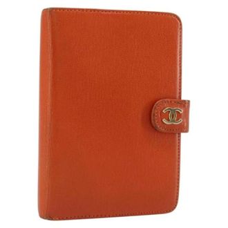 Chanel Accessoire de bureau &agrave; domicile en cuir Pre-owned - Femme - Pre-owned - Orange - Taille: ONE Size