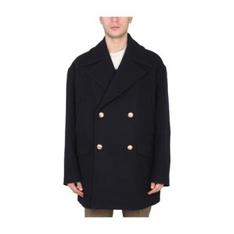 Palm Angels Zweireihiger Mantel mit Stickerei - - Coats - Herren - Blau - L