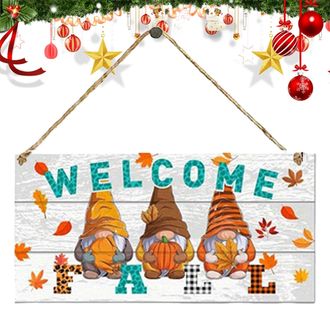 Generic Herbst-Holzschild - Herbst-Wanddekoration, rustikaler T&uuml;raufh&auml;nger, Ernteschild mit GNOME-Motiv, saisonal | Aufh&auml;ngung f&uuml;r