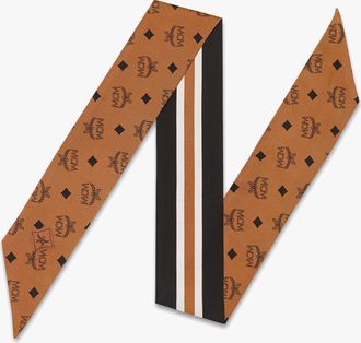 MCM Seidenhalstuch mit Monogramm-Print COGNAC 100% GOT certificatd SILK