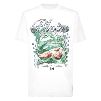Philipp Plein Homme, Tops, Blanc, Taille: L T-Shirt Col Rond D Azur