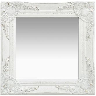 Nova Miroir mural carr&eacute; style baroque 40x40 cm Blanc DEC022846