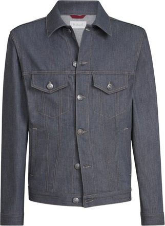 Brunello Cucinelli Homme, Vestes, Gris, Taille: L Veste en Jean &agrave; Quatre Poches