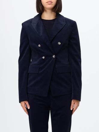 Twin-Set Blazer court crois&eacute; en velours &agrave; &eacute;paules structur&eacute;es
