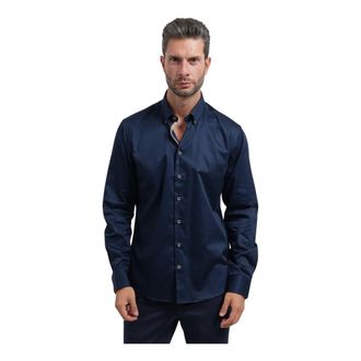 Bugatti Chemise unie en coton &agrave; manches longues - Homme - Chemises - Bleu - Taille: M