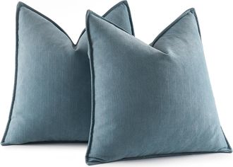 Miulee 2er Kissenbezug 40x40 Blaugrau Chenille Kissenbezüge Kissenhülle Sofakissen dekokissen zierkissen Elegantes Design für Couch Sofa Wohnzimmer