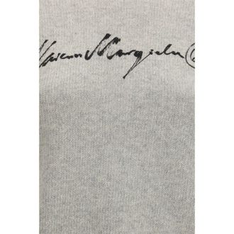 Maison Margiela Logo-Embroidered Wool Sweater - Gray