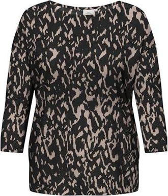 Only Carmakoma Caralba 3/4 Top Noos T-Shirt Manches Longues, Noir/Beige Graphic Eight, 52/54 FR Femmes