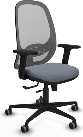 Piqueras y Crespo Stuhl mit 2D-Armlehnen, h&ouml;henverstellbare Lendenwirbelst&uuml;tze, ausgestattet mit Syncro/Traslack und Schneidschaum, mit Rollen 65 mm, Parkett, Grau/Grau