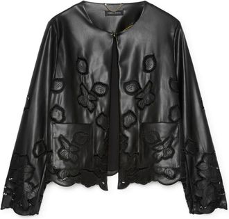 Fiorella Rubino Femme, Vestes, Noir, Taille: 44 FR Veste en tissu enduit avec motifs floraux